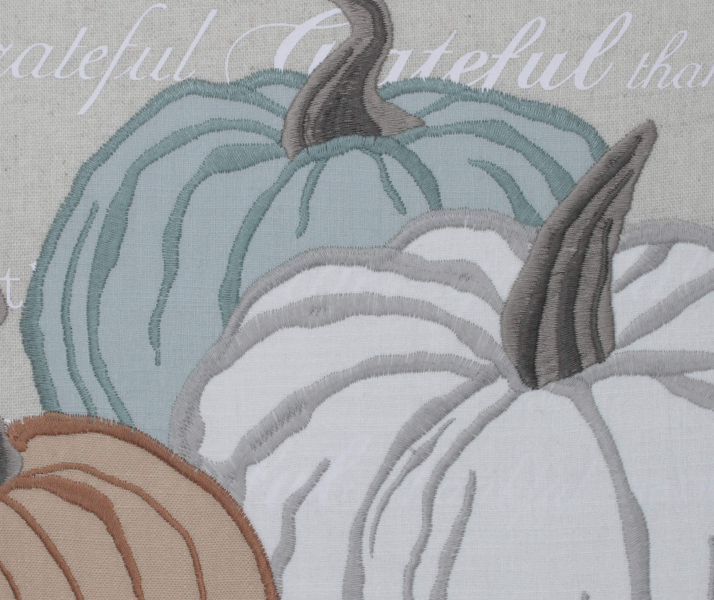 Pillow Perfect Indoor Appliqué Harvest Pumpkins Throw Pillow, 18” x 18”, Natural