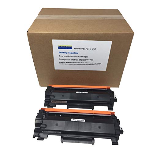 2 Compatible HL-L2350DW TN-760/730 Black Ink Toner Cartridge Replacement for high Yield Brother TN760/TN730 Compatible for HL-12350DW All in one Multi-Function Laser Printer/Copier