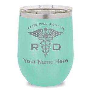 skunkwerkz wine glass tumbler, rd registered dietitian, personalized engraving included (teal)