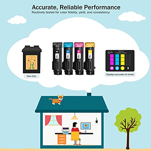 Cartlee Compatible Toner Cartridges Replacement for Dell H825 Toner H625cdw S2825 MFP H625CDW S2825CDN H625 CDW H825cdw Smart Color Printer Ink (1 Black, 1 Cyan, 1 Magenta, 1 Yellow)