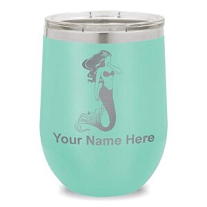 skunkwerkz wine glass tumbler, mermaid, personalized engraving included (teal)