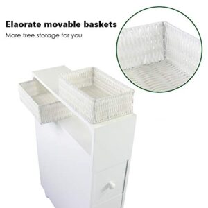 Jerry & Maggie - Bathroom Storage Cabinet Movable Toilet Organizer Free Standing Toilet Rack Multi Tier Accessory Sets Home Livingroom Space Saver Storage Stand Cabinet with Drawers & Units | MDF