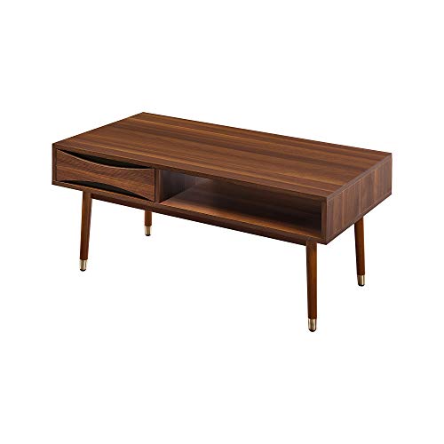 Versanora Dawson Coffee Table | Living Room, 39.62" x 21.62" x 17.75", Walnut