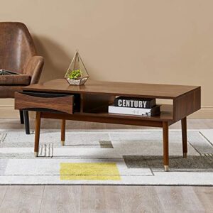 Versanora Dawson Coffee Table | Living Room, 39.62" x 21.62" x 17.75", Walnut