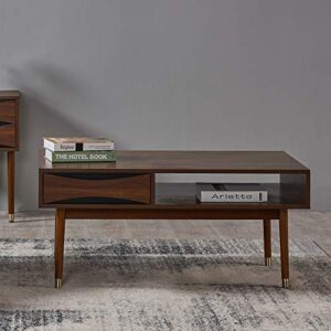 Versanora Dawson Coffee Table | Living Room, 39.62" x 21.62" x 17.75", Walnut