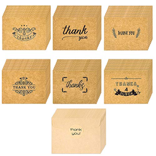 Awpeye 2.7 x 3.5inch Thank You Cards 48 Pack, with Envelopes and Thank You Stickers for Baby Shower, Bridal Wedding, Business, Christmas