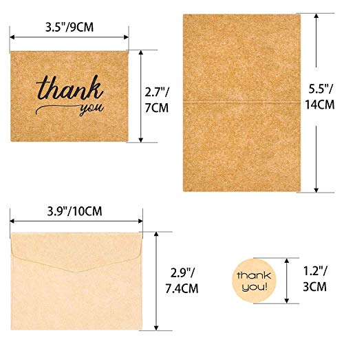 Awpeye 2.7 x 3.5inch Thank You Cards 48 Pack, with Envelopes and Thank You Stickers for Baby Shower, Bridal Wedding, Business, Christmas