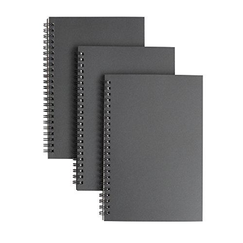 TWONE 3 Packs Soft Cover Notebook with Lined Paper Black Spiral Notebooks with 100 Ruled Pages 50 Sheets Memo Notepads for Home School Travel, 8.25 x 5.55 inch