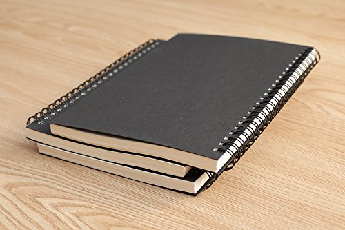 TWONE 3 Packs Soft Cover Notebook with Lined Paper Black Spiral Notebooks with 100 Ruled Pages 50 Sheets Memo Notepads for Home School Travel, 8.25 x 5.55 inch