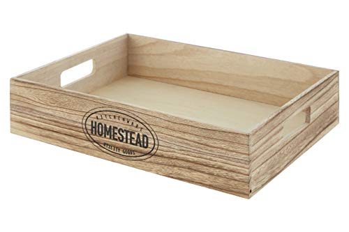 Premier Housewares Rustic Homestead Crate, Natural, Paulownia Wood, Plywood