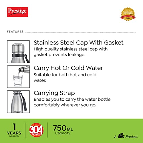 Prestige Stainless Steel Thermopro Water Bottle, 1 Litre, Silver