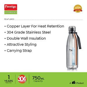 Prestige Stainless Steel Thermopro Water Bottle, 1 Litre, Silver