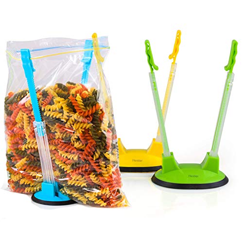 Hestier Baggy Rack For Ziplock Bag Holder Stand Adjustable/Hands Free Clip Food Storage Bag Holder For Ziplock Bag Stands / 3 Pack/3pcs