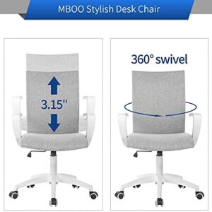 LIANFENG Office Chair Ergonomic Mid Back Swivel Chair Height Adjustable Desk Chair White Office Chair Computer Chair with Armrest Mid Size (Grey and White)