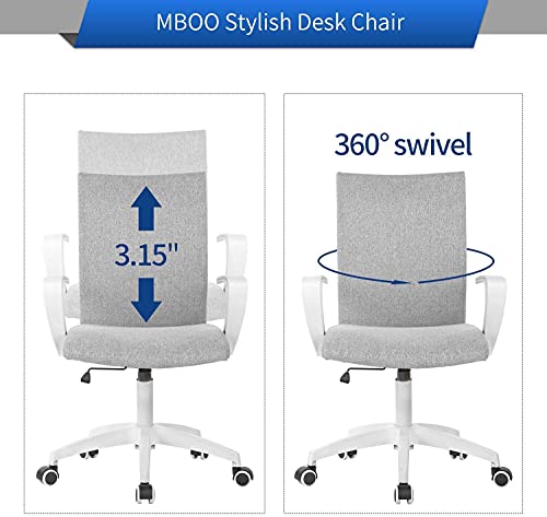 LIANFENG Office Chair Ergonomic Mid Back Swivel Chair Height Adjustable Desk Chair White Office Chair Computer Chair with Armrest Mid Size (Grey and White)