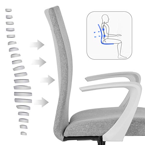 LIANFENG Office Chair Ergonomic Mid Back Swivel Chair Height Adjustable Desk Chair White Office Chair Computer Chair with Armrest Mid Size (Grey and White)