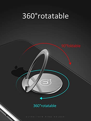 World's Slimmest Phone Ring Holder, Attom Tech Tomorotec Ultra Thin Cell Phone Ring Stand for Magnetic Car Mount Hook Compatible for iPhone Samsung Smartphone Accessories (Silver-Grey)