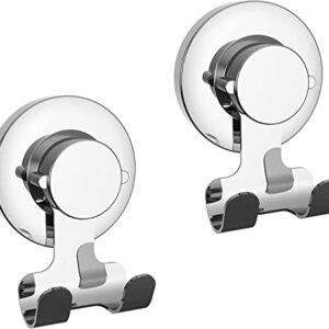 Suction Cup Hooks Razor Holder Powerful Vacuum Organizer for Towel, Razor, Coat, Bathrobe and Loofah 304 Stainless Steel Removable Hooks for Bathroom & Kitchen, Towel Hanger Storage (2 Pack)