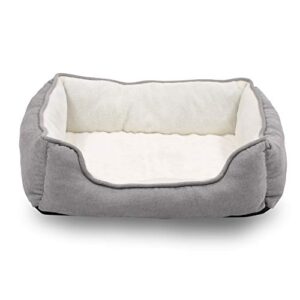 happycare textiles orthopedic rectangle bolster pet bed,dog bed, super soft plush, large 34x24 inches gray