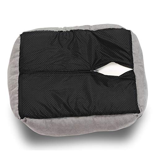 Happycare Textiles Orthopedic rectangle bolster Pet Bed,Dog Bed, Super soft plush, Large 34x24 inches Gray