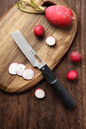 Miki Sharp 440A Stainless Steel Blade Japanese Kitchen Chef Folding Pocket Knife for Outdoor Camping Cooking (Chef Blade)