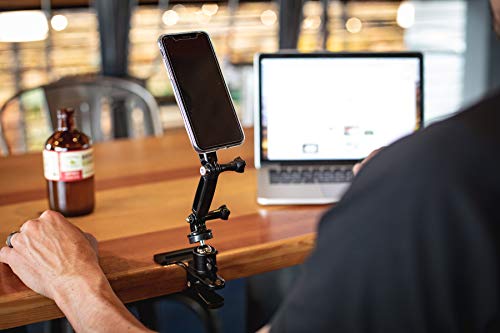 Livestream® Smartphone Ball Head Clamp Mount with Magnetic Mounting System and Extension Kit; Attach to Desk or Table. Easily Adjust Height of Device for Videos, Reading, or Live Streaming.