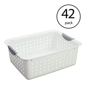 Sterilite 16248006 Medium Ultra Plastic Storage Organizer Basket White (42 Pack)