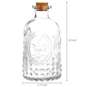 MyGift Set of 3 Antique-Style Clear Glass Embossed Apothecary Bottles with Cork Lids