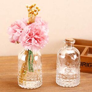 MyGift Set of 3 Antique-Style Clear Glass Embossed Apothecary Bottles with Cork Lids