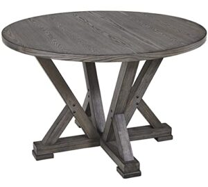 progressive furniture fiji round dining table, 47" w x 47" d x 30" h, harbor gray