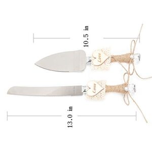 senover Rustic Love Sign Wedding Cake Knife and Server Set,Wedding Cake Knife Serveing,Pizza Pie Cake Cutter for Parties Weddings Birthdays Anniversaries (love and lace)