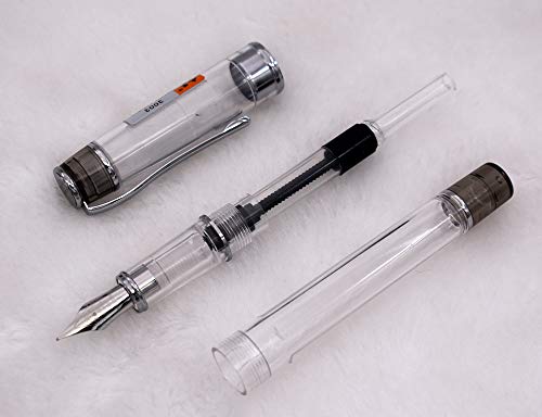 Lanxivi 5 PCS Yongsheng 3003 Fountain Pen Set Demonstrator Transparent Fine Nib with Ink Refill Converter, Perfect for Signature, School, Executive Business