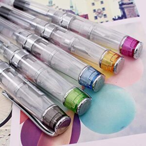 Lanxivi 5 PCS Yongsheng 3003 Fountain Pen Set Demonstrator Transparent Fine Nib with Ink Refill Converter, Perfect for Signature, School, Executive Business