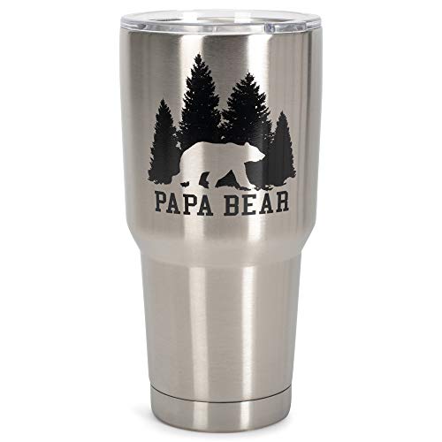 Papa Bear 30 Oz Stainless Steel Travel Mug with Lid