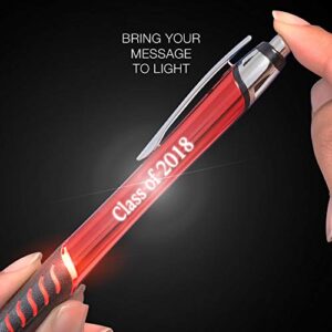 Custom Laser-Engraved Metal Ballpoint Pens With Illuminated Engraving & Grip in Purple Color - Click Pen to Illuminate Your Message!