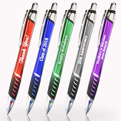 Custom Laser-Engraved Metal Ballpoint Pens With Illuminated Engraving & Grip in Purple Color - Click Pen to Illuminate Your Message!