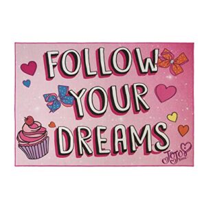 gertmenian kids playroom & game room carpet | jojo siwa follow your dreams childrens rug | kids novelty home decor, perfect area rug for girls playroom, bedroom | 54x78 large, pink, 21276