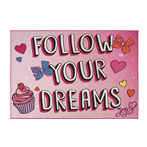 Gertmenian Kids Playroom & Game Room Carpet | JoJo Siwa Follow Your Dreams Childrens Rug | Kids Novelty Home Decor, Perfect Area Rug for Girls Playroom, Bedroom | 54x78 Large, Pink, 21276