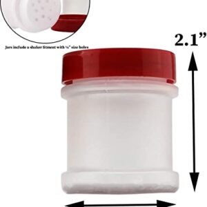 Cornucopia Brands Mini Plastic Spice Jars w/Sifters (12-Pack, Red); 2 Tablespoon Capacity (1 Fluid Ounce) Spice Bottles Great for Travel, Glitter, Gifts, Favors, Etc.