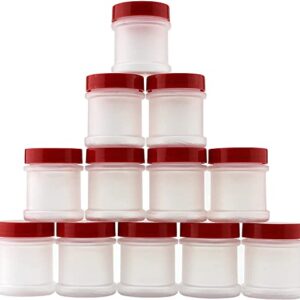 Cornucopia Brands Mini Plastic Spice Jars w/Sifters (12-Pack, Red); 2 Tablespoon Capacity (1 Fluid Ounce) Spice Bottles Great for Travel, Glitter, Gifts, Favors, Etc.