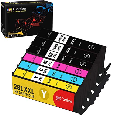 Cartlee 6 Compatible Ink Cartridge Replacement for PGI-280XXL CLI-281XXL 280 XXL 281XXL for Canon Pixma TS8100 TS8120 TS8200 TS8222 TS8220 TS8300 TS8320 TS9100 TS8322 TS9120 Printers