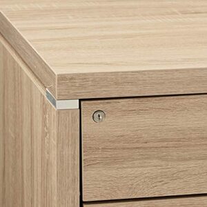 Benzara Wooden Desk with Locking Drawers, Brown