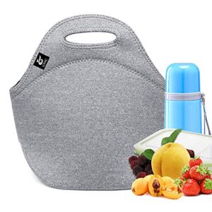 neoprene lunch bag,lovac thick insulated - durable & waterproof lunch tote with zipper for outdoor travel work school (cool gray)