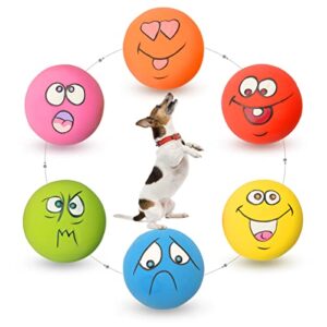 holysteed latex dog squeaky toys rubber soft dog toys chewing squeaky toy fetch play balls toy for puppy small pets dog 6pcs for yorkie, chihuahua, poodle, corgi