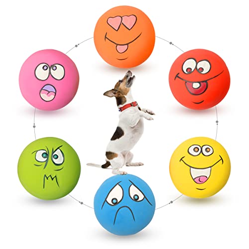 HOLYSTEED Latex Dog Squeaky Toys Rubber Soft Dog Toys Chewing Squeaky Toy Fetch Play Balls Toy for Puppy Small Pets Dog 6pcs for Yorkie, Chihuahua, Poodle, Corgi