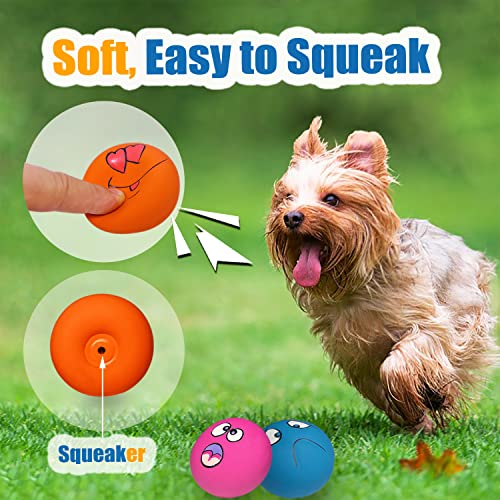 HOLYSTEED Latex Dog Squeaky Toys Rubber Soft Dog Toys Chewing Squeaky Toy Fetch Play Balls Toy for Puppy Small Pets Dog 6pcs for Yorkie, Chihuahua, Poodle, Corgi