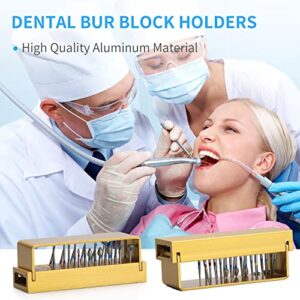 ANNWAH 4 Pcs 30 Holes Dental Bur Blocks - High Speed and Low Speed Diamond Bur Set Dental Lab Aluminum Bur Case Disinfection Opening Box Organizer Gold/Sliver/Blue/Purple