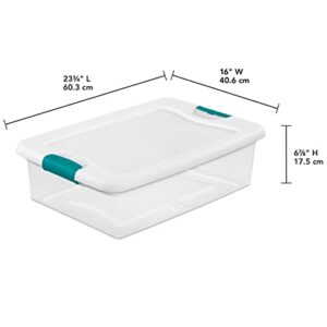 Sterilite Storage System Solution with 32 Quart Clear Stackable Storage Box Organization Containers with White Latching Lid, 30 Pack