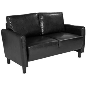 flash furniture candler park upholstered loveseat in black leathersoft