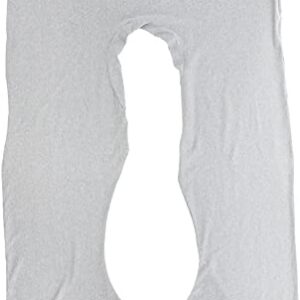 Lavish Home Full Body Pillow Cover- U-Shaped 100% Cotton Jersey Replacement Pillowcase, Removeable with Zipper for Pregnancy/Body Pillows (Gray)